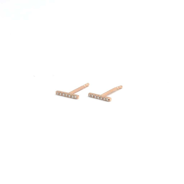 Diamond Pave Bar Stud Rose Gold Earrings – Curated Los Angeles