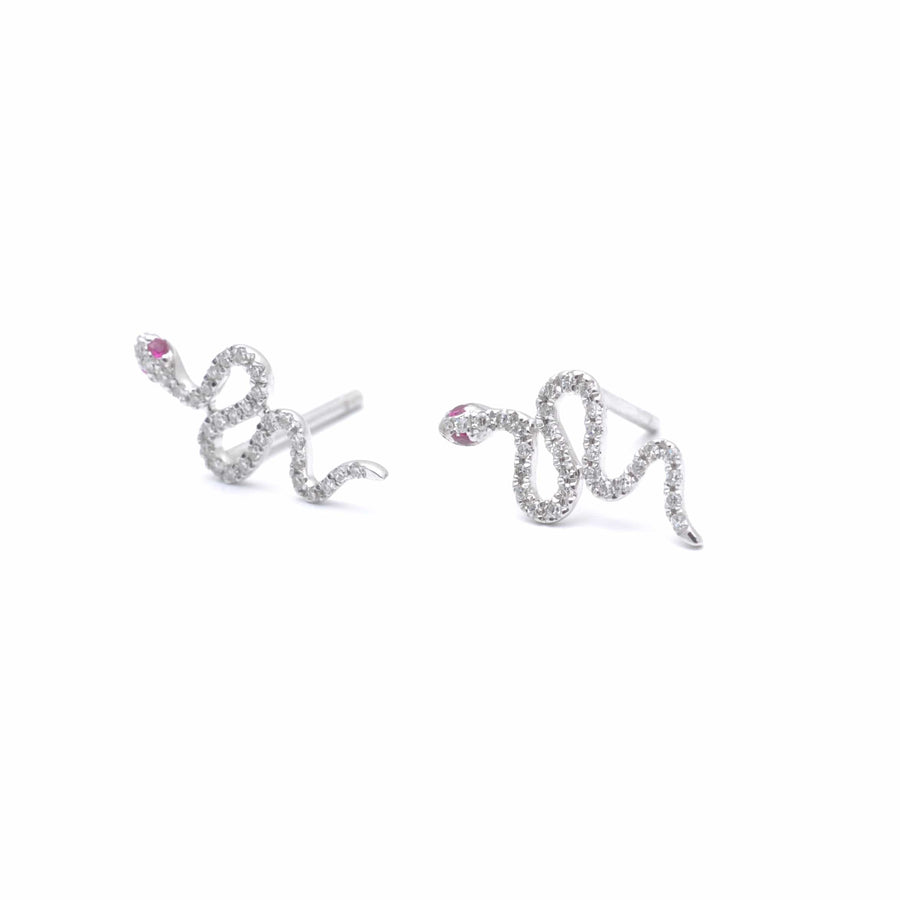 Diamond Slithering Snake Ruby Eye Studs – Curated Los Angeles