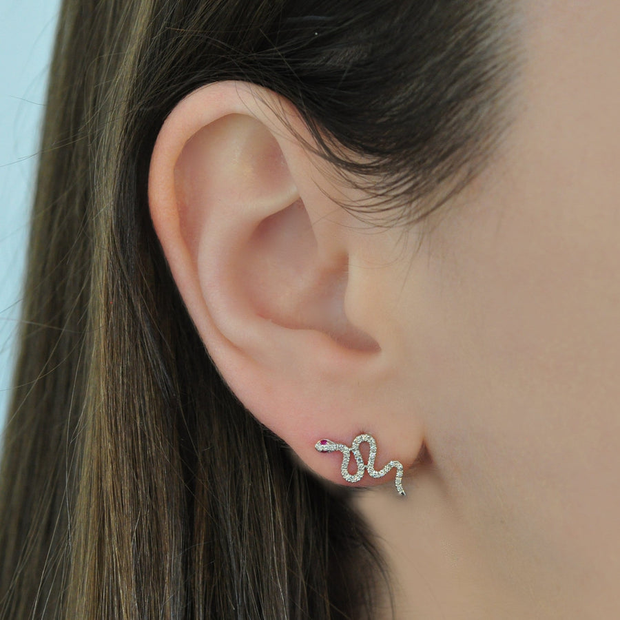 Diamond Slithering Snake Ruby Eye Studs – Curated Los Angeles